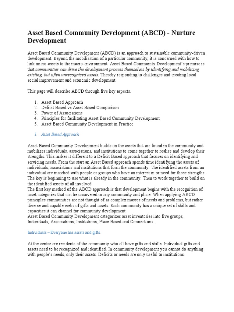 Asset-Based Community Development Overview | PDF