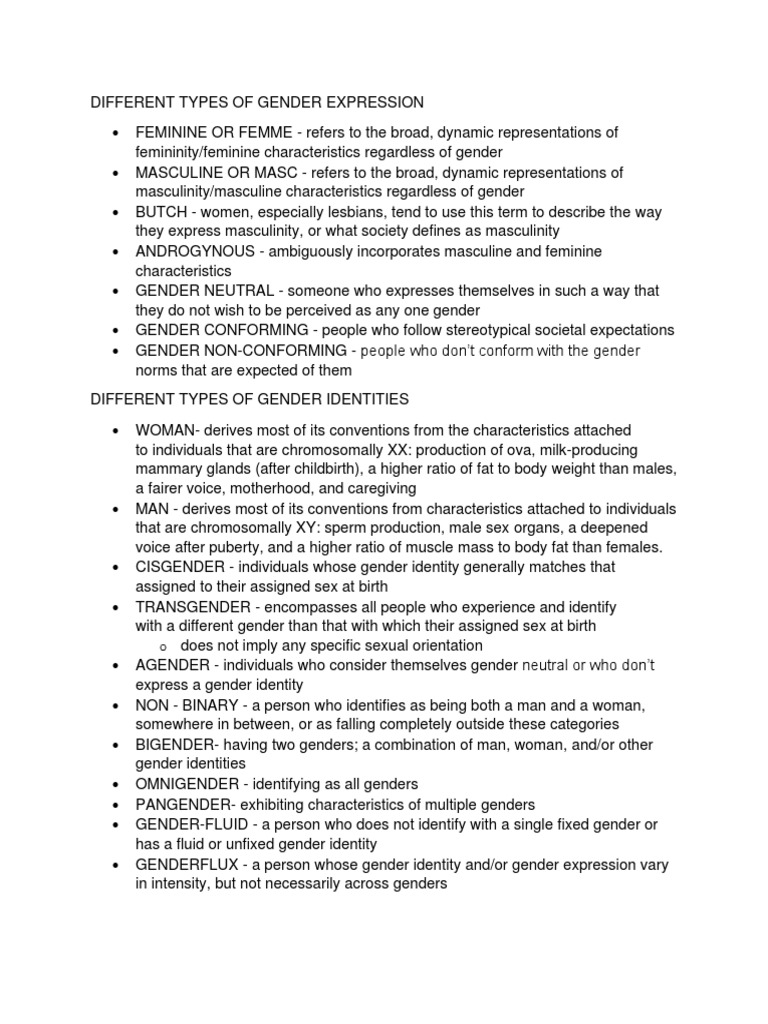 Different Types of Gender Expression PDF | PDF | Self-Improvement