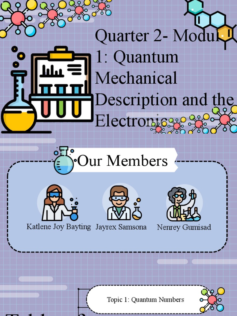 Quarter 2-Module 1: Quantum Mechanical Description and The Electronic ...
