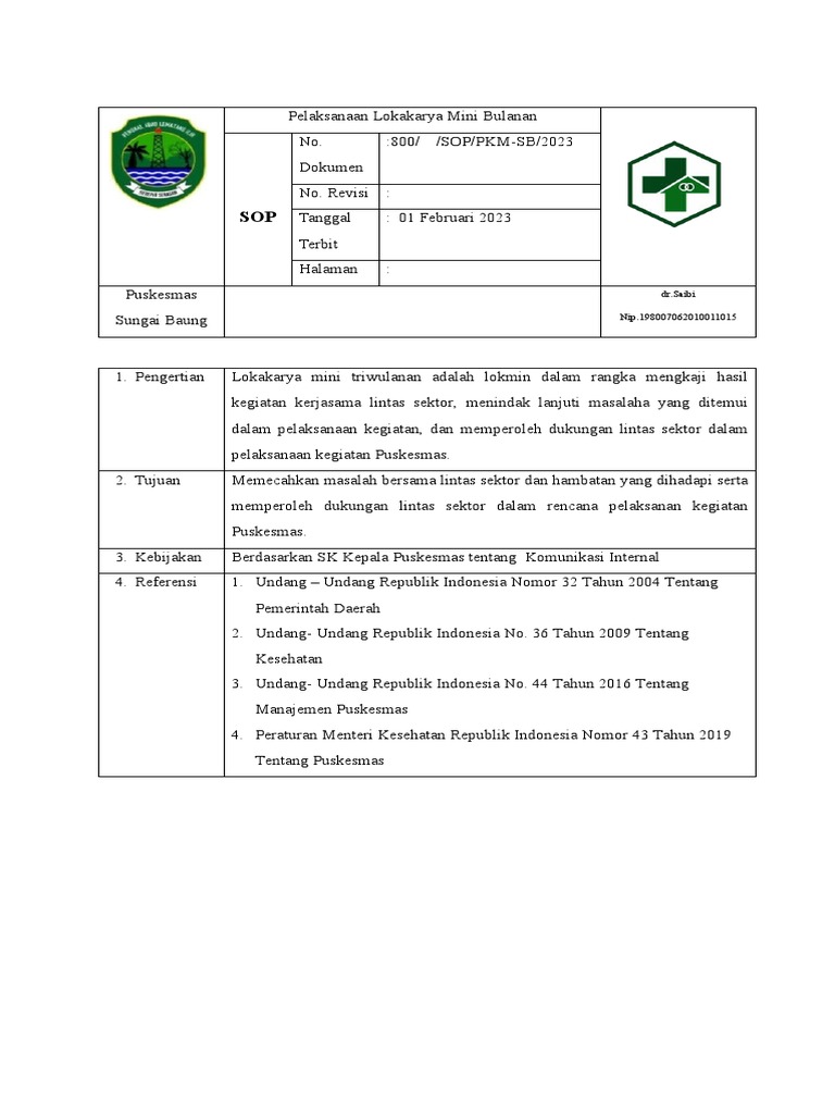 SOP Lokmin Linsek | PDF