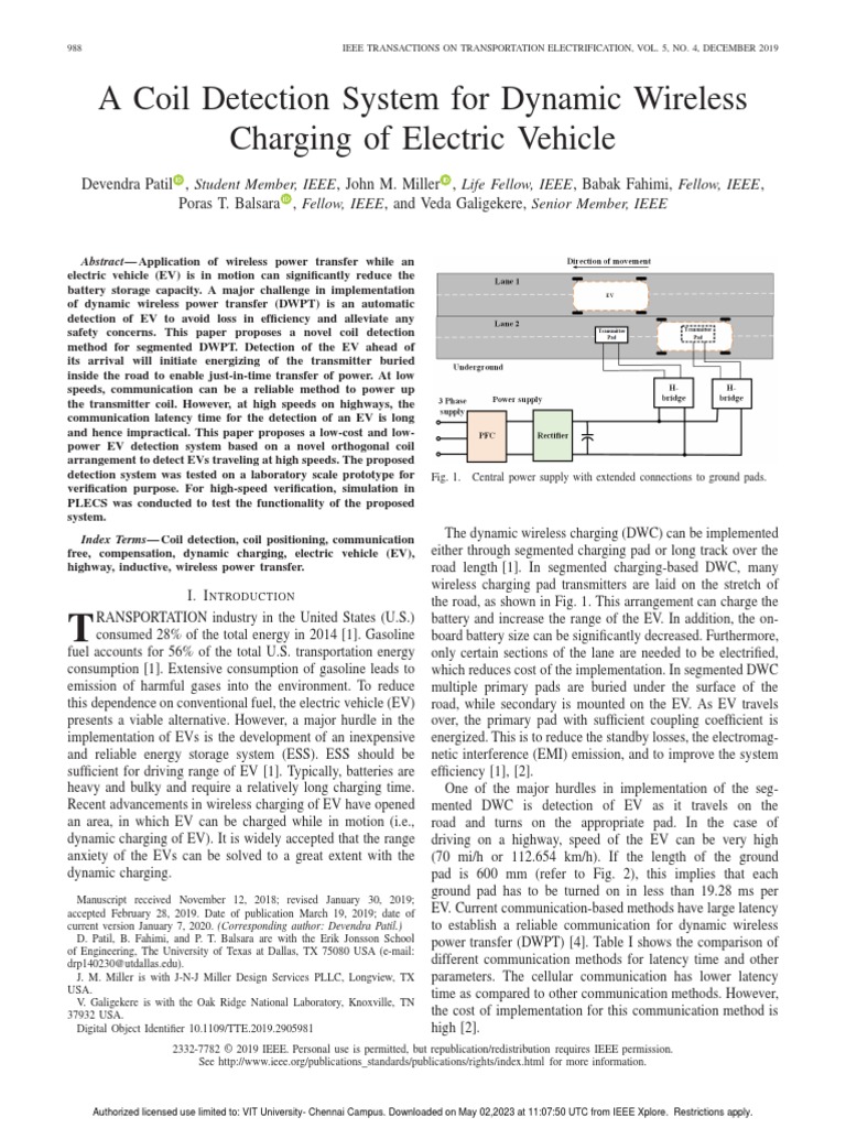 A Coil Detection System For Dynamic Wireless Charging of Electric Vehicle PDF | PDF