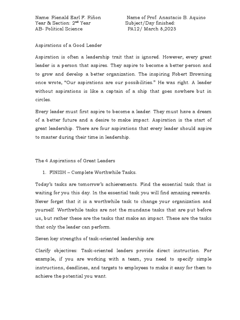Aspirations-of-a-Good-Leader (1).docx | PDF | Leadership | Motivation