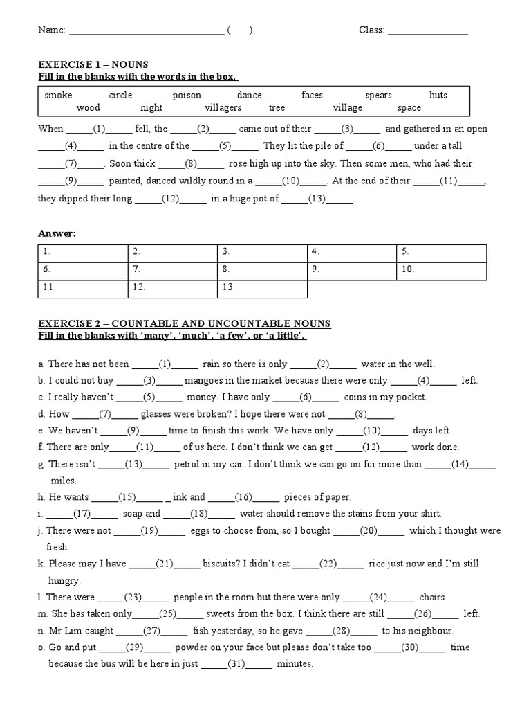 Nouns Exercise | PDF