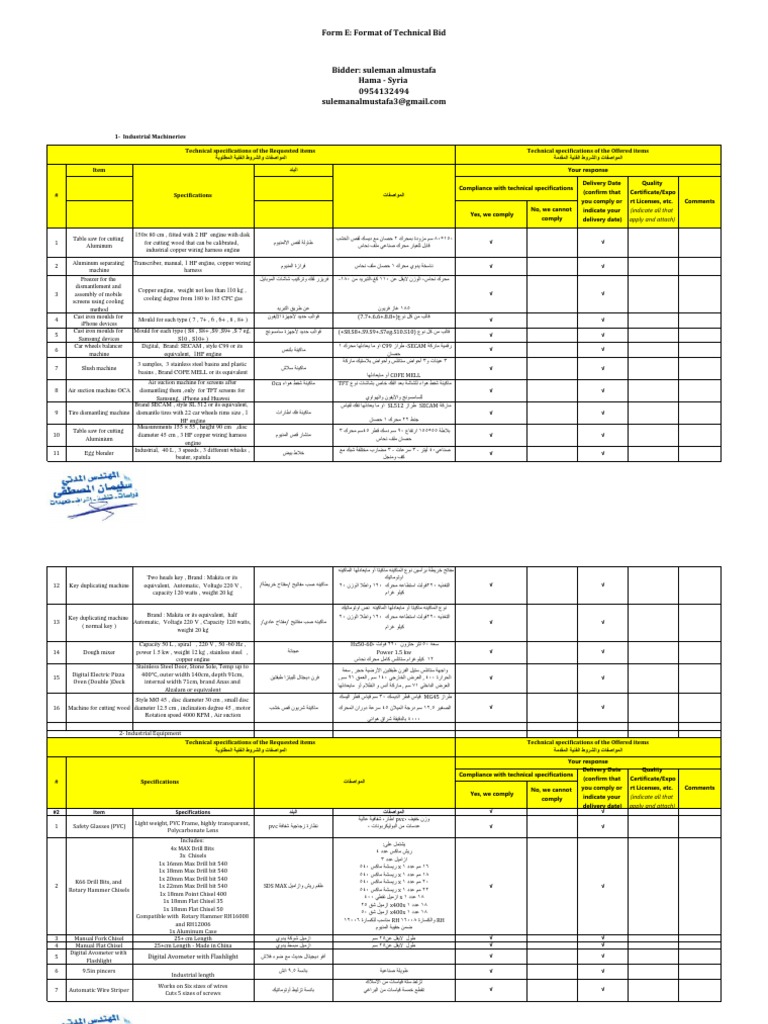 Annex 1-Form E - Format of Technical Bid | PDF