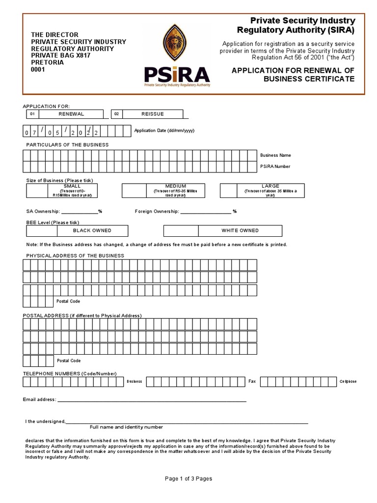 Psira Renewal PDF | PDF