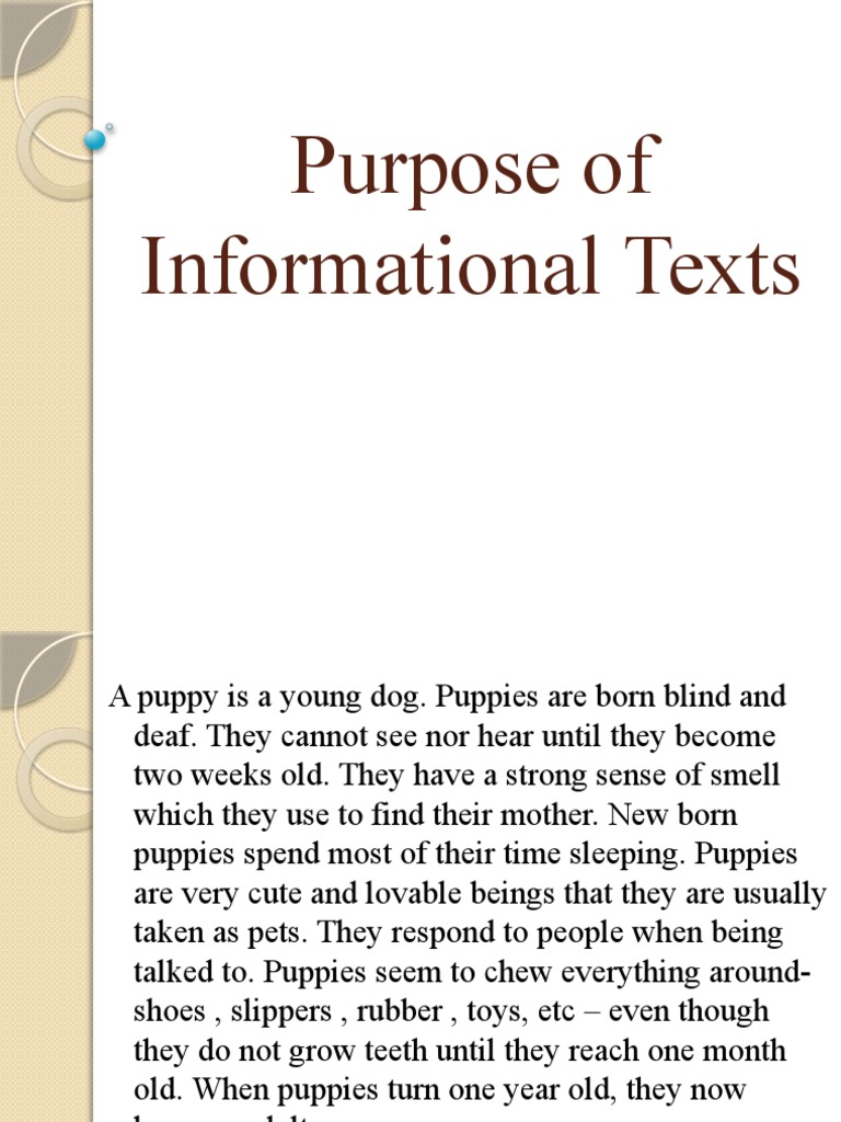Purpose of Informational Texts | PDF
