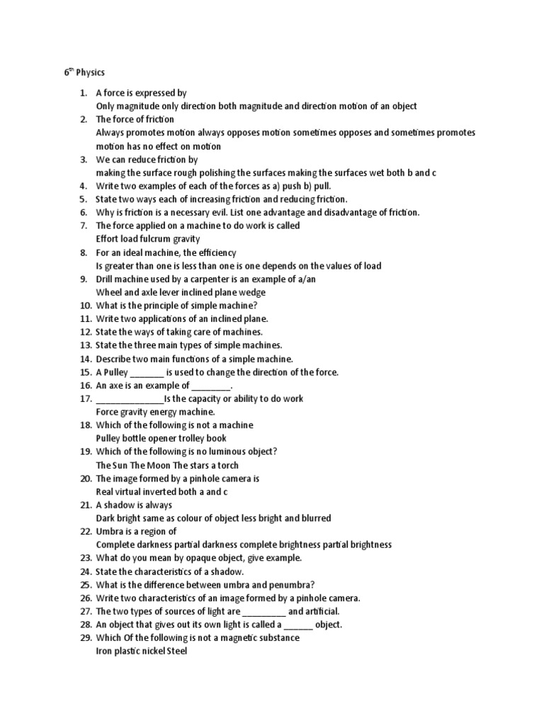 6th Grade Physics Concepts Explained | PDF
