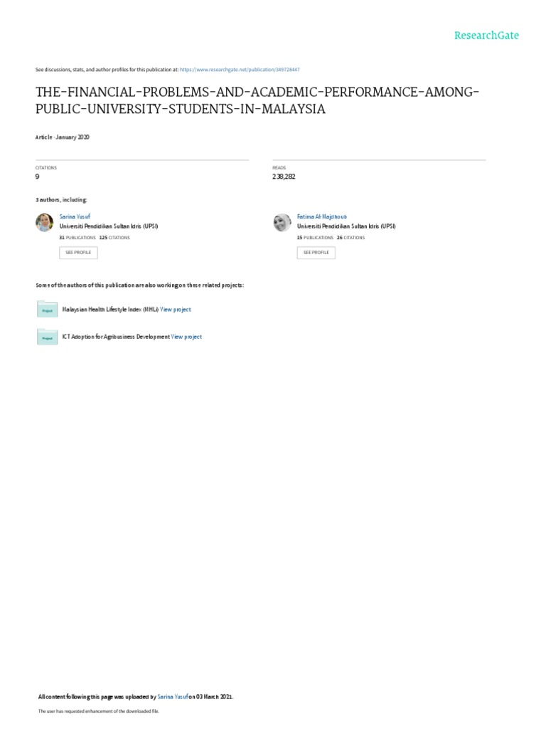 The Financial Problems and Academic Performance Among Public University Students in Malaysia ...