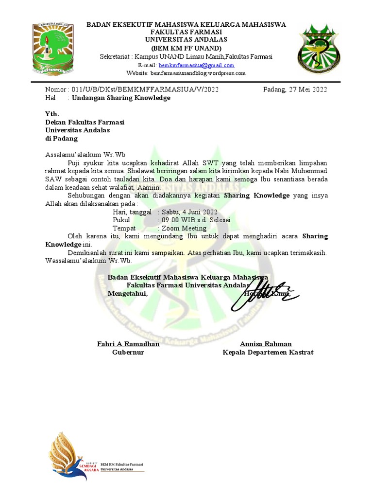 011 - Undangan Sharing Knowledge - Dekan | PDF