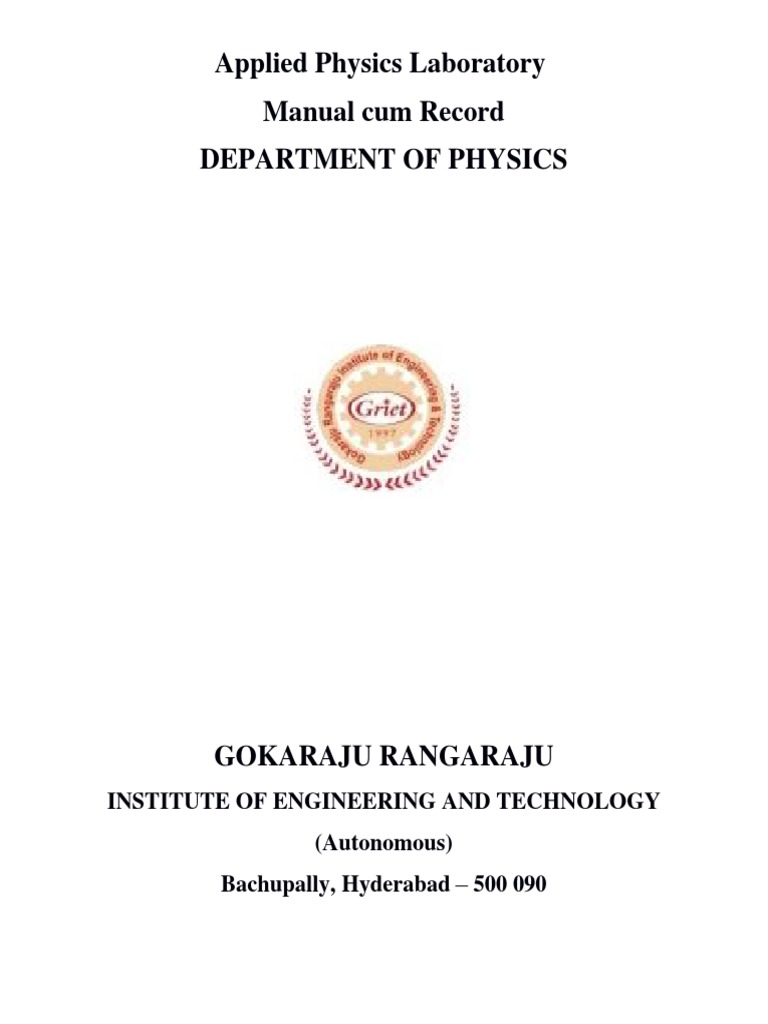 Applied Physics Lab Manual | PDF | Science & Mathematics