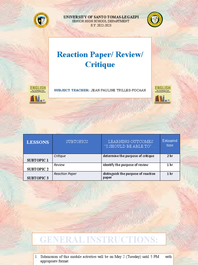 EAPP- MODULE 6 (Critique, Review, RP).pptx | PDF