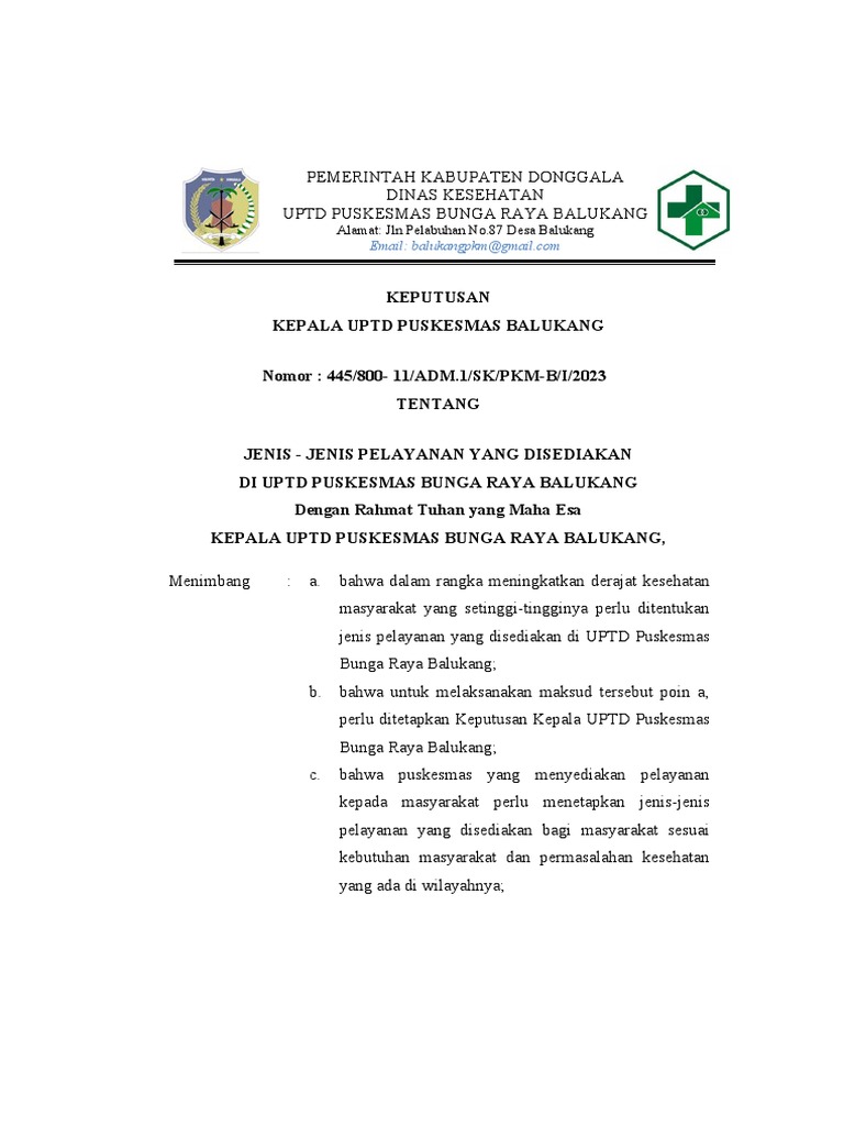 Ep 1 SK Jenis-Jenis Pelayanan 2023 | PDF