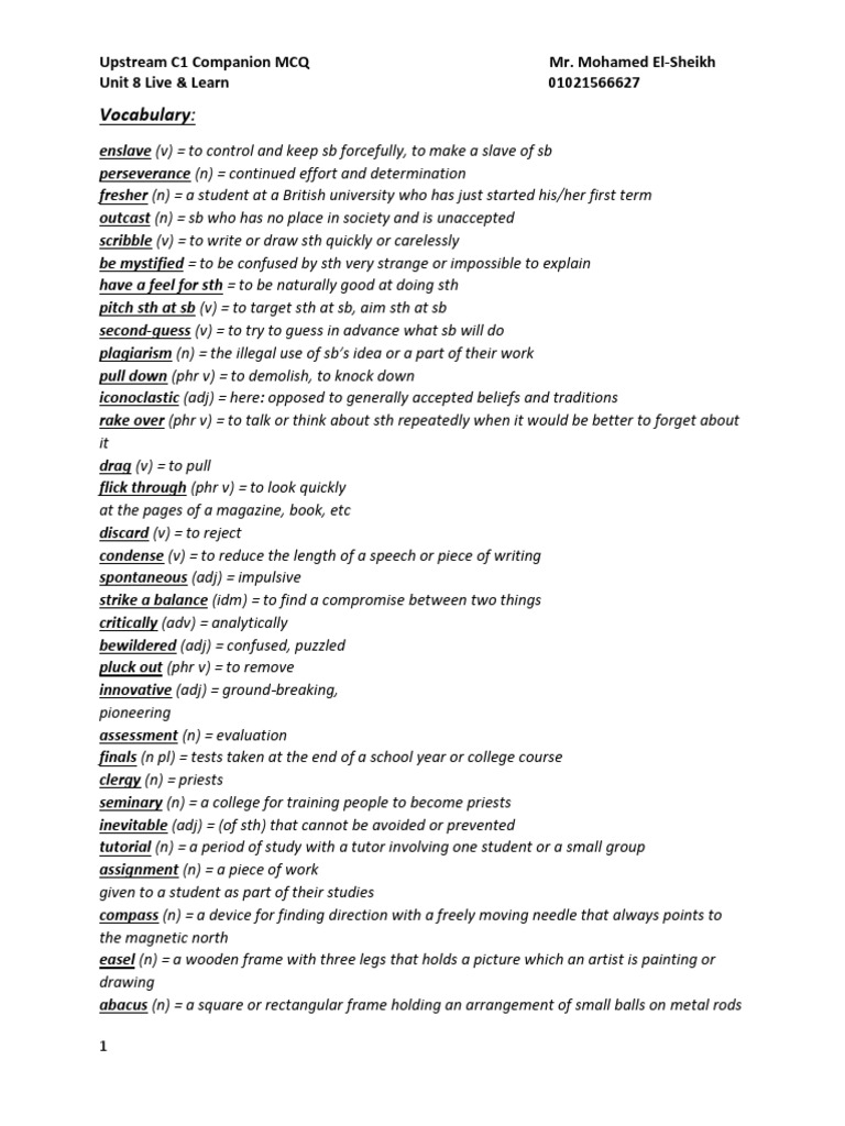 Upstream C1 Unit.8 PDF | PDF