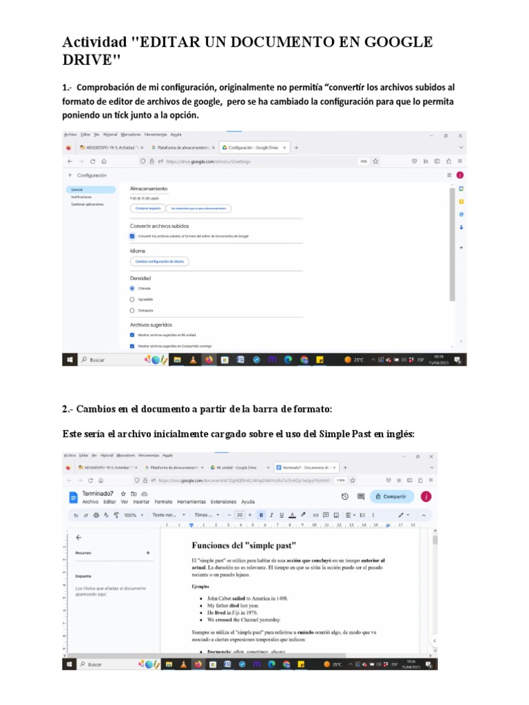 Actividad Editar Un Documento en Google Drive | PDF