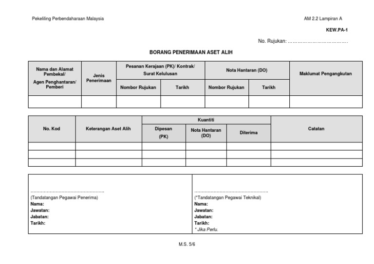 KEW_PA_1__Borang_Penerimaan_Aset_Alih_ | PDF