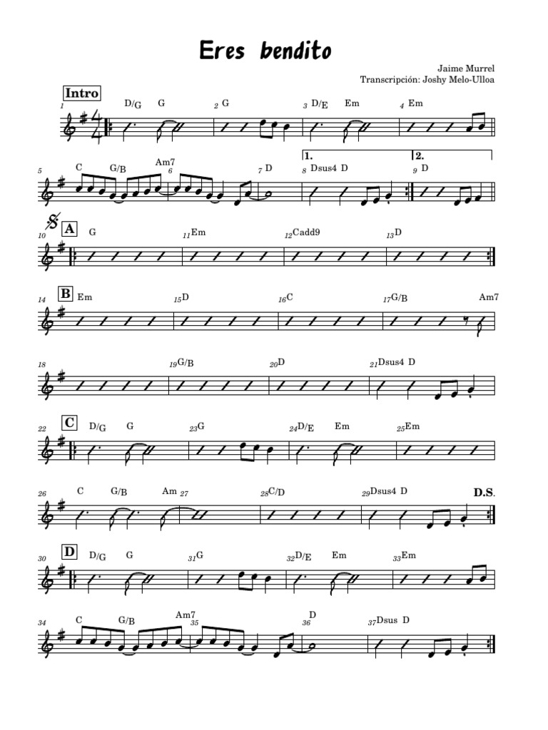 Eres Bendito Lead Sheet | PDF