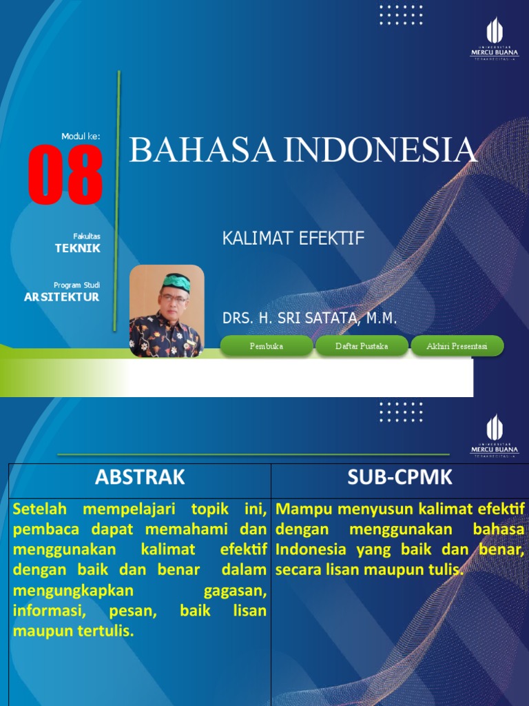 Powerpoint Modul 8 Kalimat Efektif | PDF | Karier & Perkembangan | Seni & Disiplin Bahasa