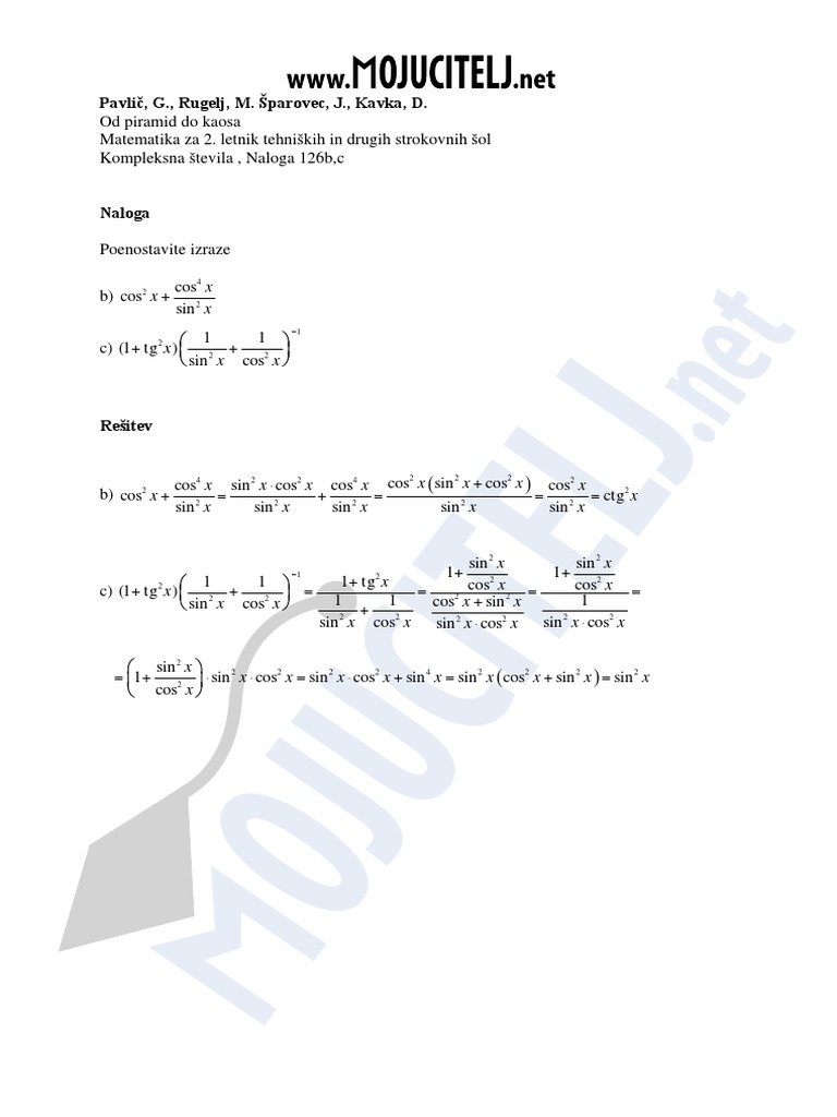 Geometrija V Ravnini Kotne Funkcije Naloga126 PDF | PDF