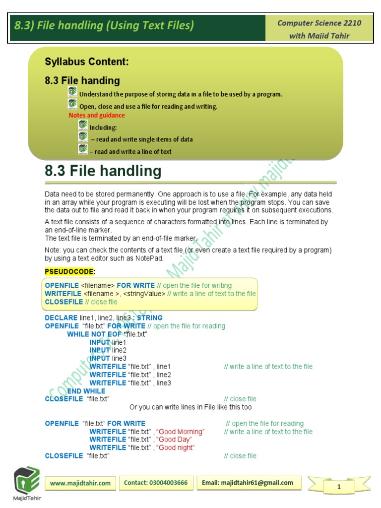 Text File Handling in Programming | PDF