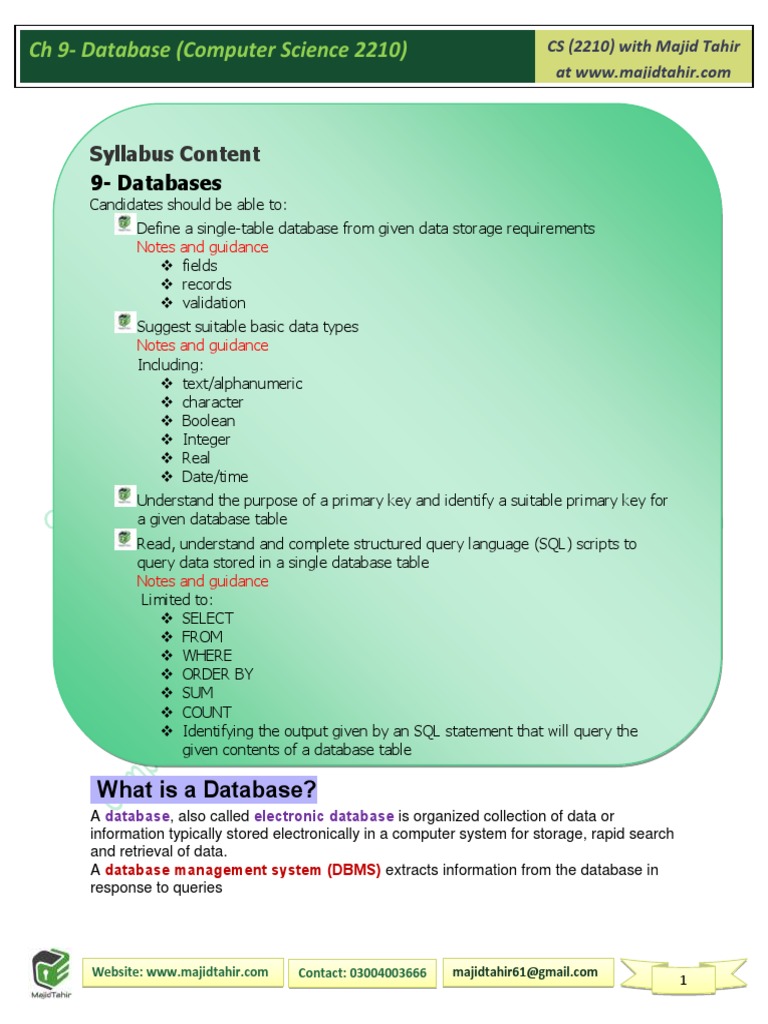 9 - Databases New Updated (MT-L) | PDF | Databases | Relational Database