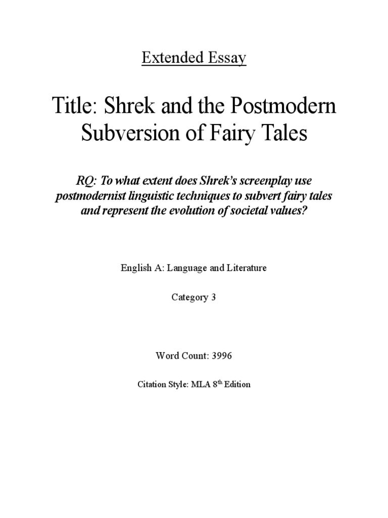Shrek Extended Essay Final | PDF