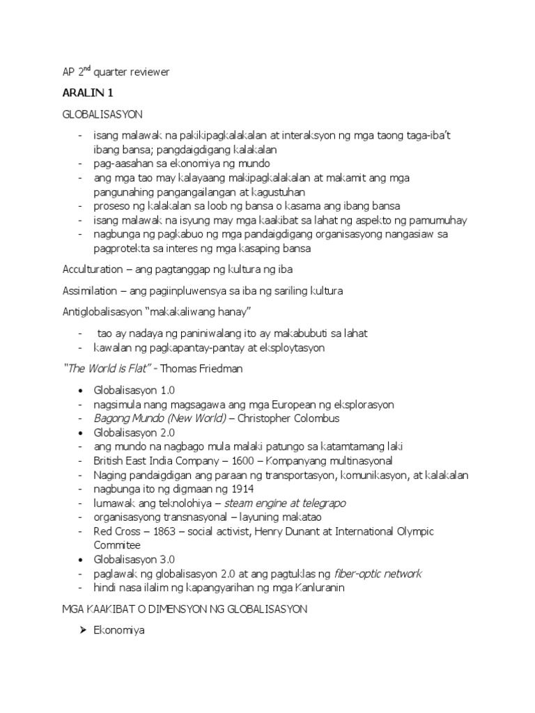 AP 2nd Quarter Reviewer | PDF