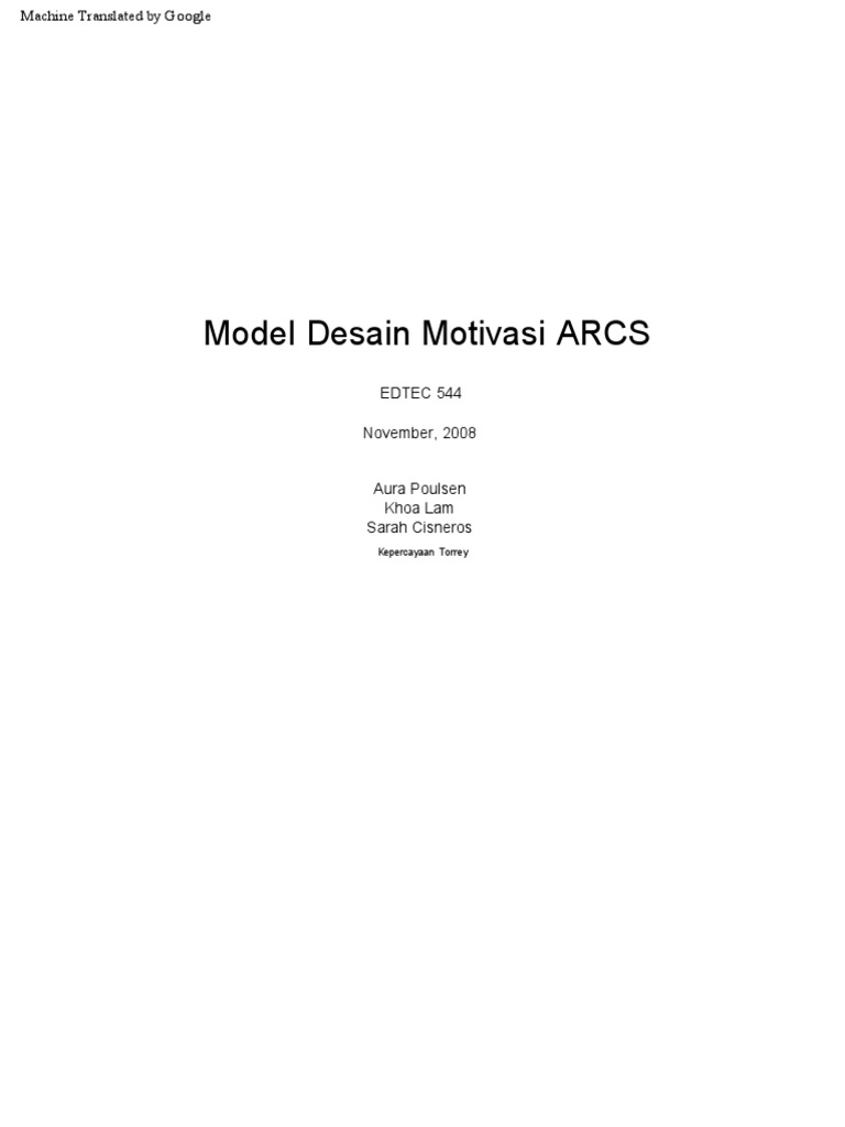 ARCS Model of Motivational Design | PDF