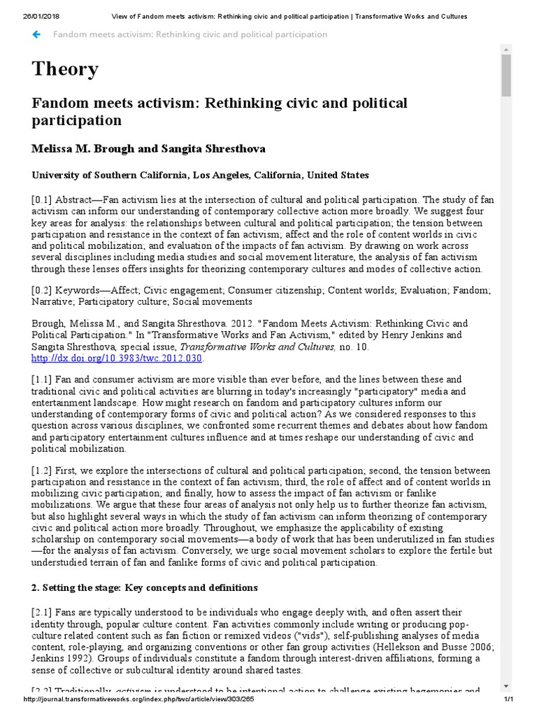 Fandom and Activism: Civic Participation Insights | PDF | Activism ...