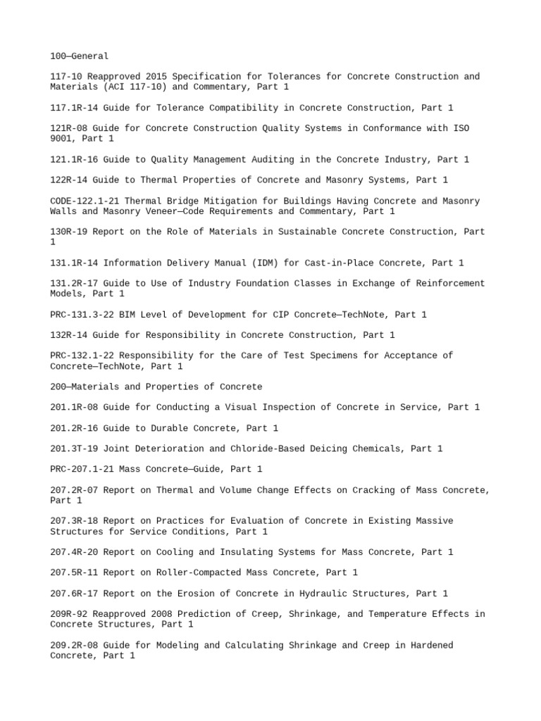 ACI Concrete Construction Standards Overview | PDF