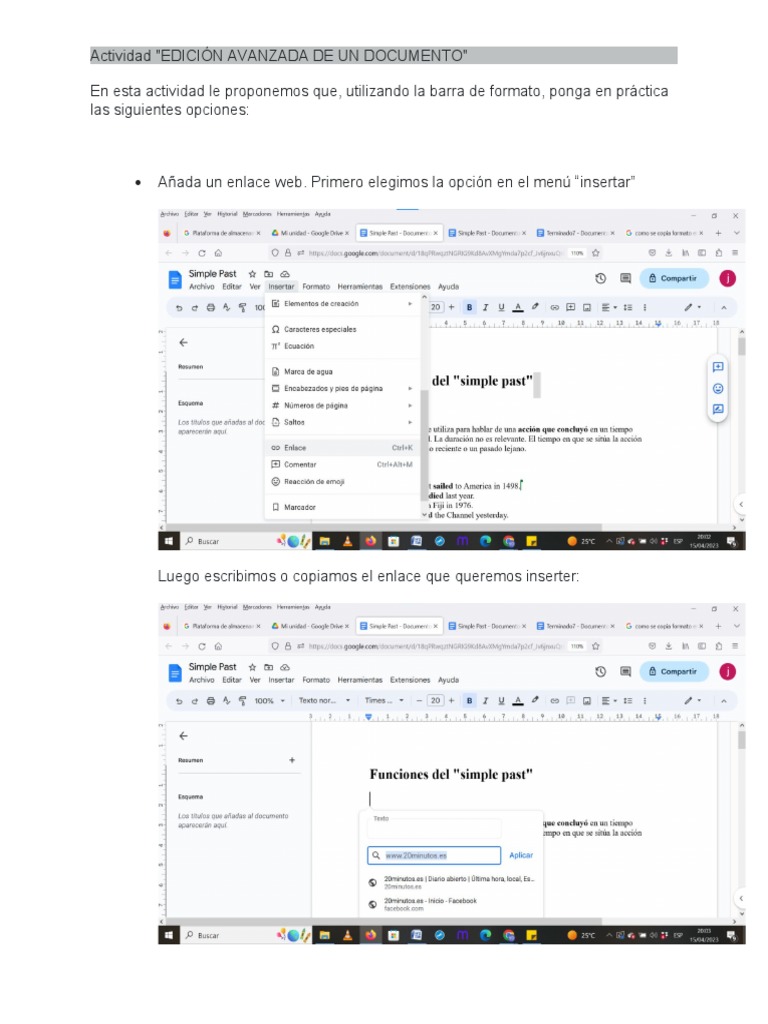 Actividad. Edición Avanzado en Google Drive | PDF
