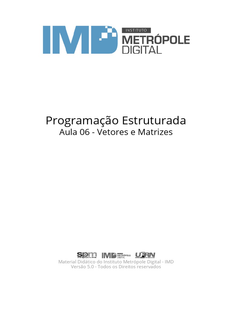 06 Vetores e Matrizes PROGRAMACAO ESTRUTURADA IMD PDF | PDF