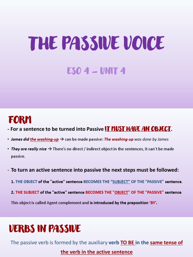 The Passive Voice PPT Eso 4 - Unit 4 | PDF