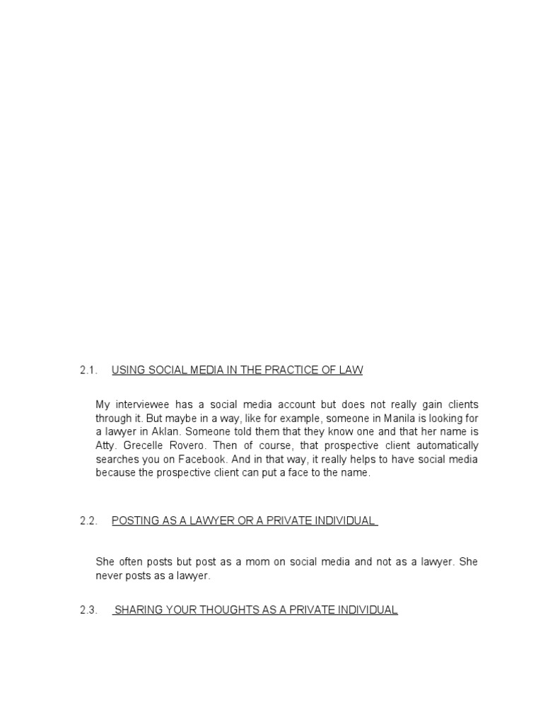 Interview Paper in Problem Areas in Legal Ethics - ALEXA INGUILLO | PDF