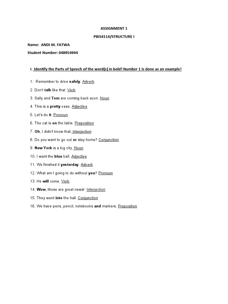 Structure I - ASSIGNMENT 1 | PDF | Adverb | Adjective