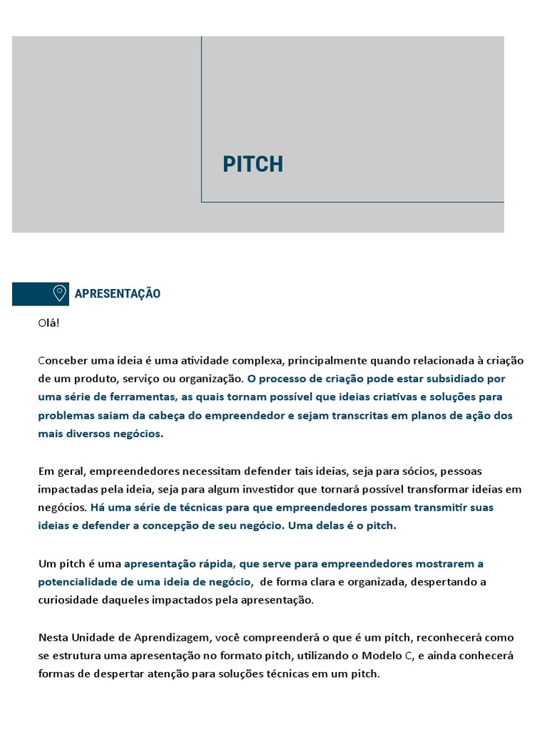 Pitch Da Apresentação e Banner PDF | PDF