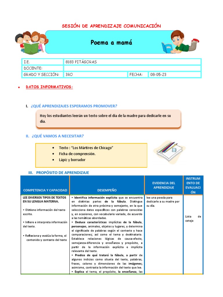 Sesión Poema A Mamá Pdf