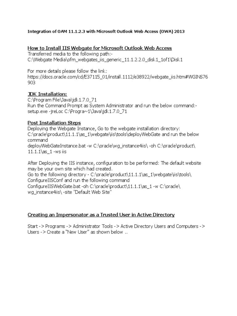 Integration of OAM 11 With OWA | PDF
