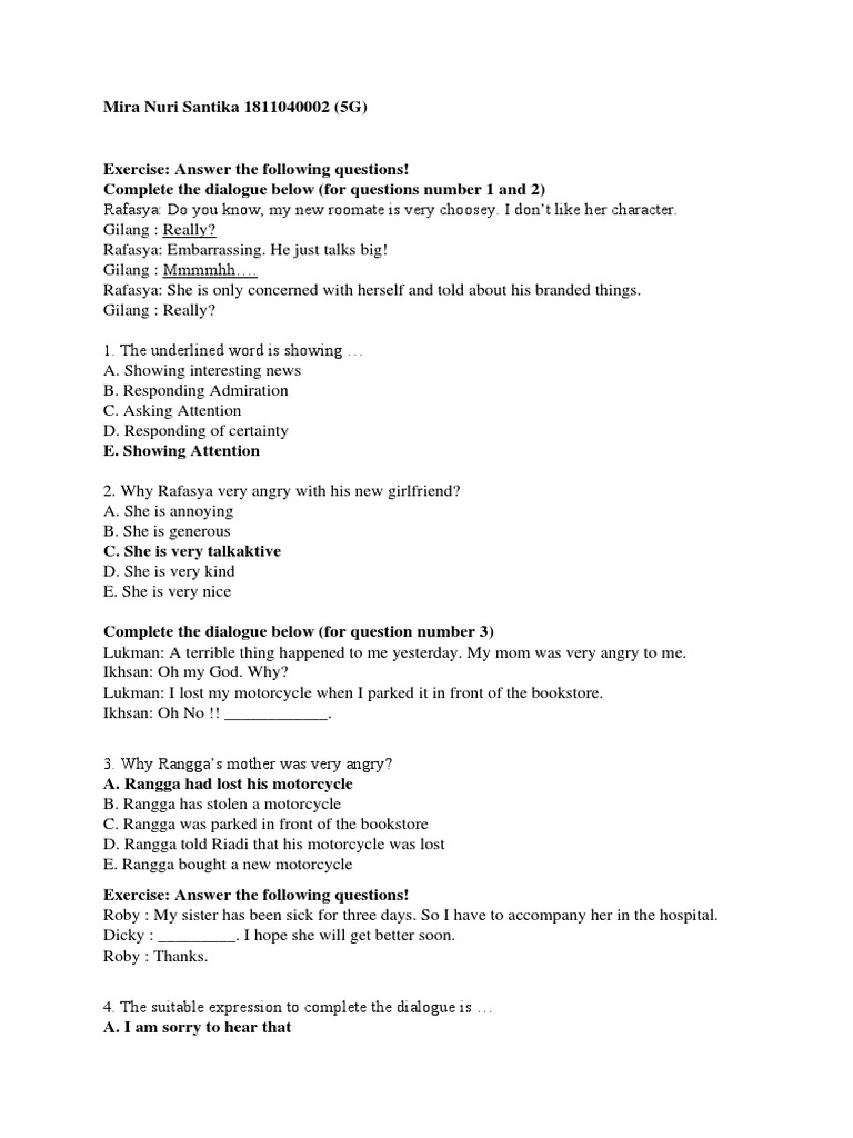 Soal MILT Mira Nuri Santika 1811040002 (5G) PDF | PDF | Zoo