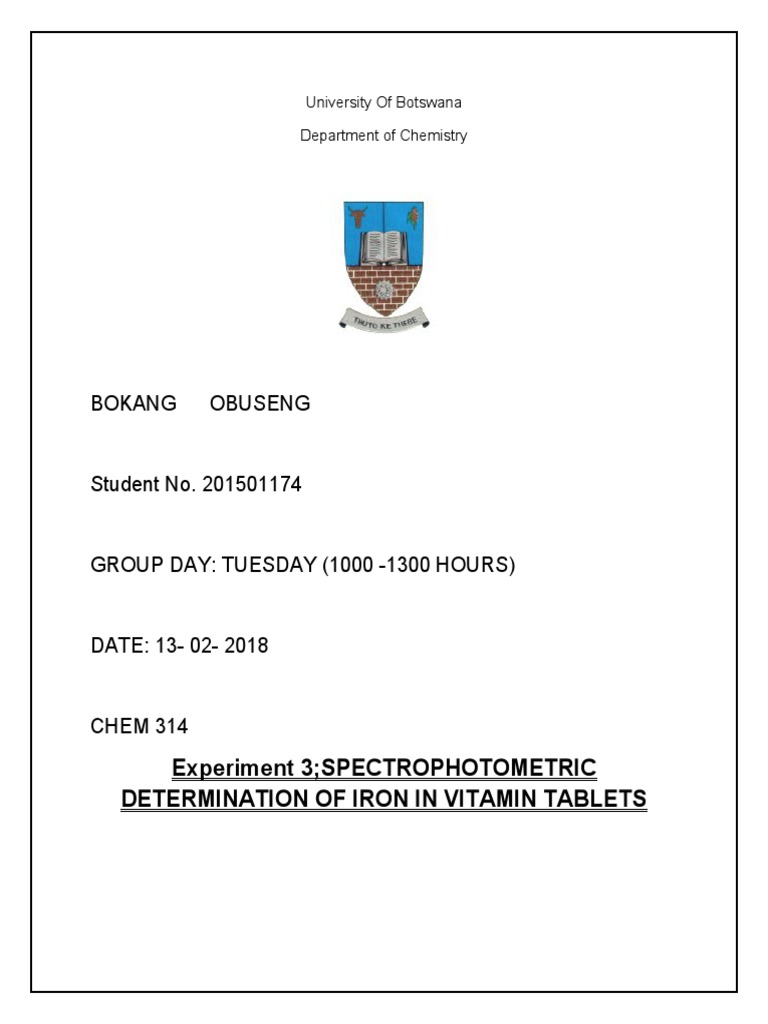 EXPERIMENT 3 CHE 314.docx | PDF