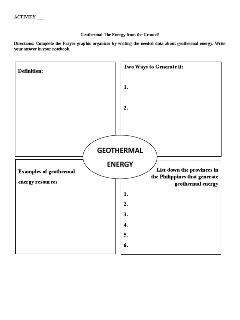 Worksheet - Geothermal Energy | PDF