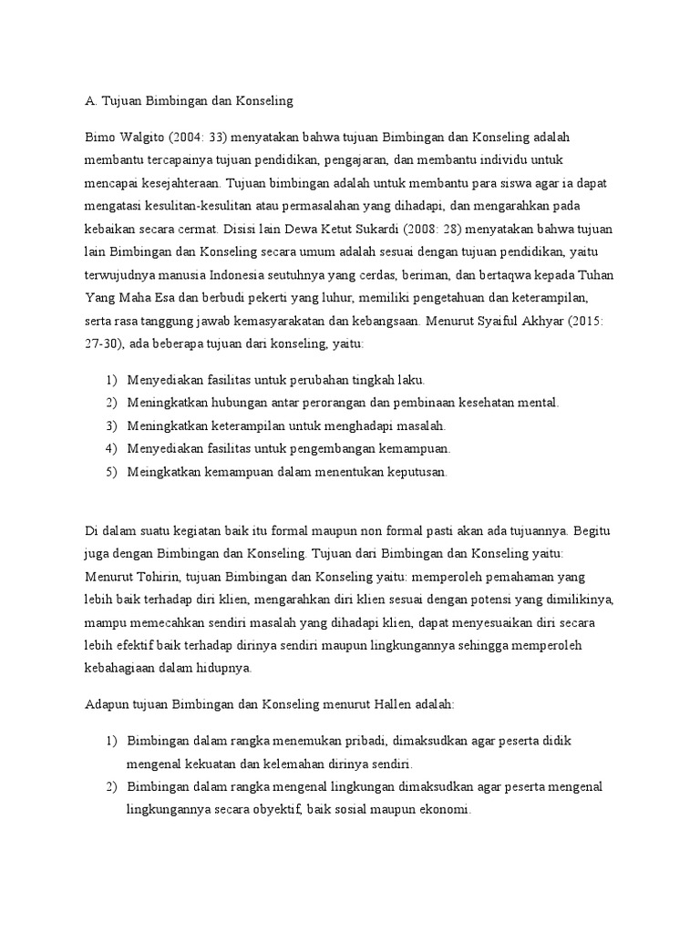 Tujuan dan Peran Bimbingan Konseling | PDF