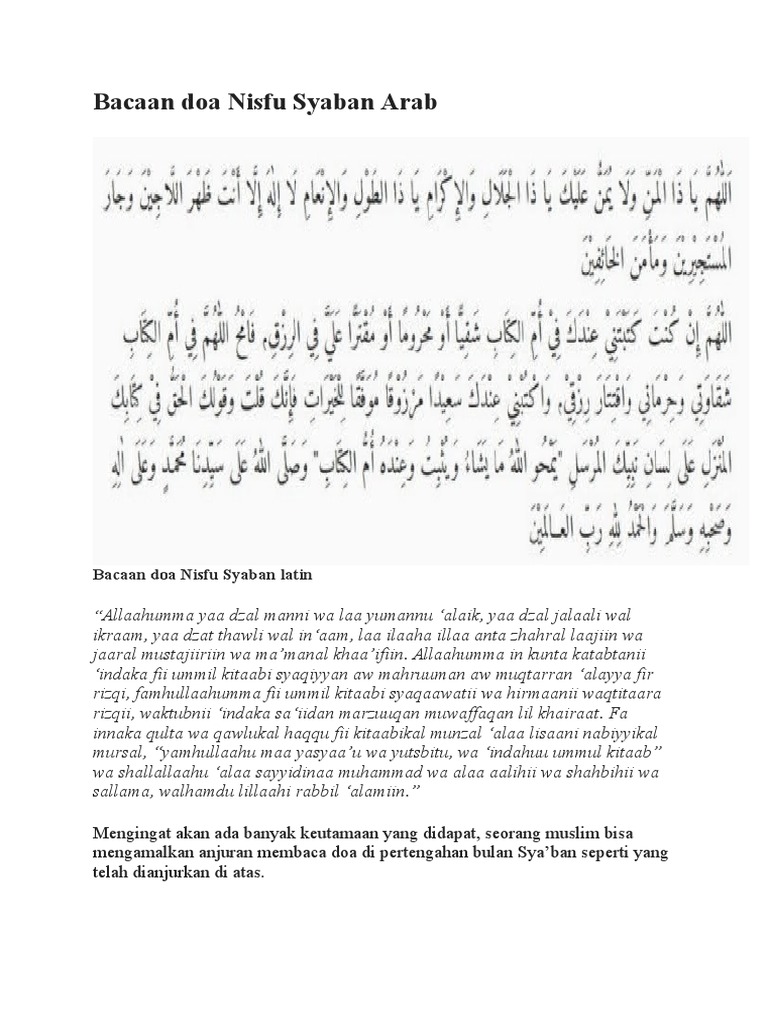 Bacaan Doa Nisfu Syaban Arab Pdf