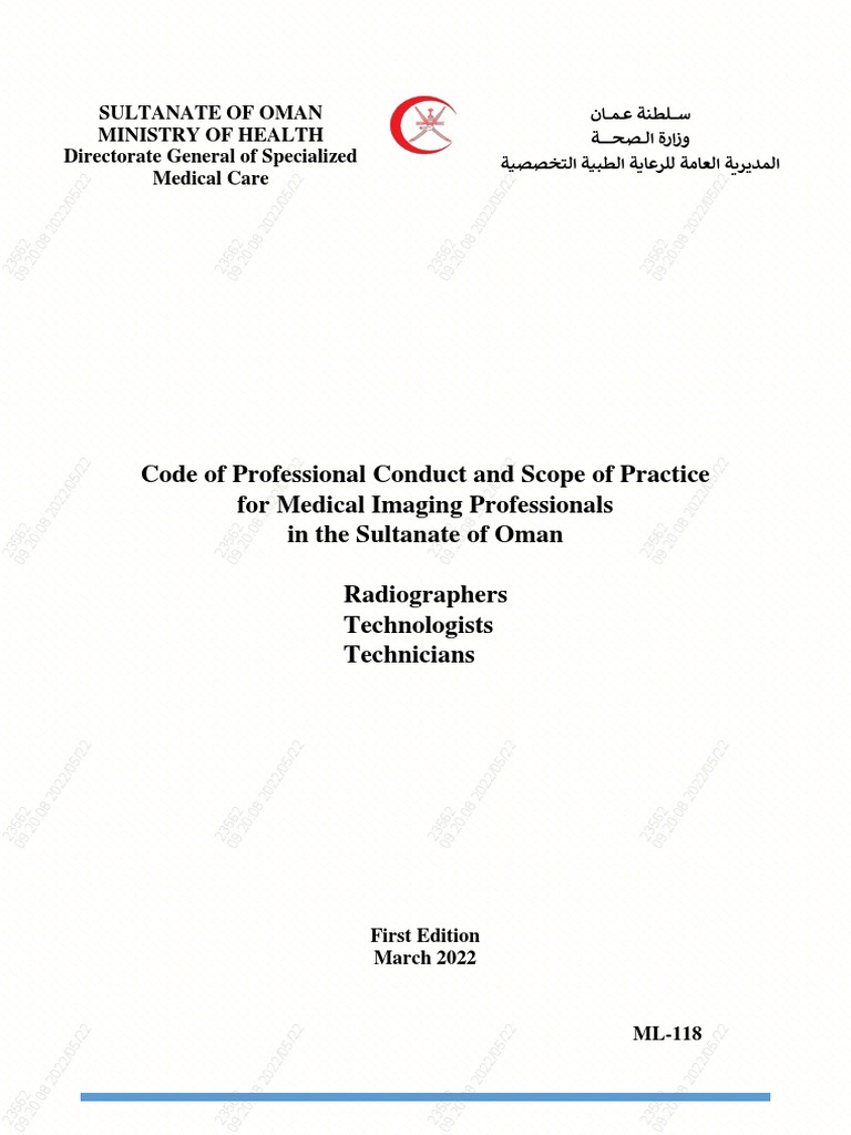 Code of Professional Conduct and Scope of Practice For Radiogrpahers 2022 (Final Draft) PDF | PDF