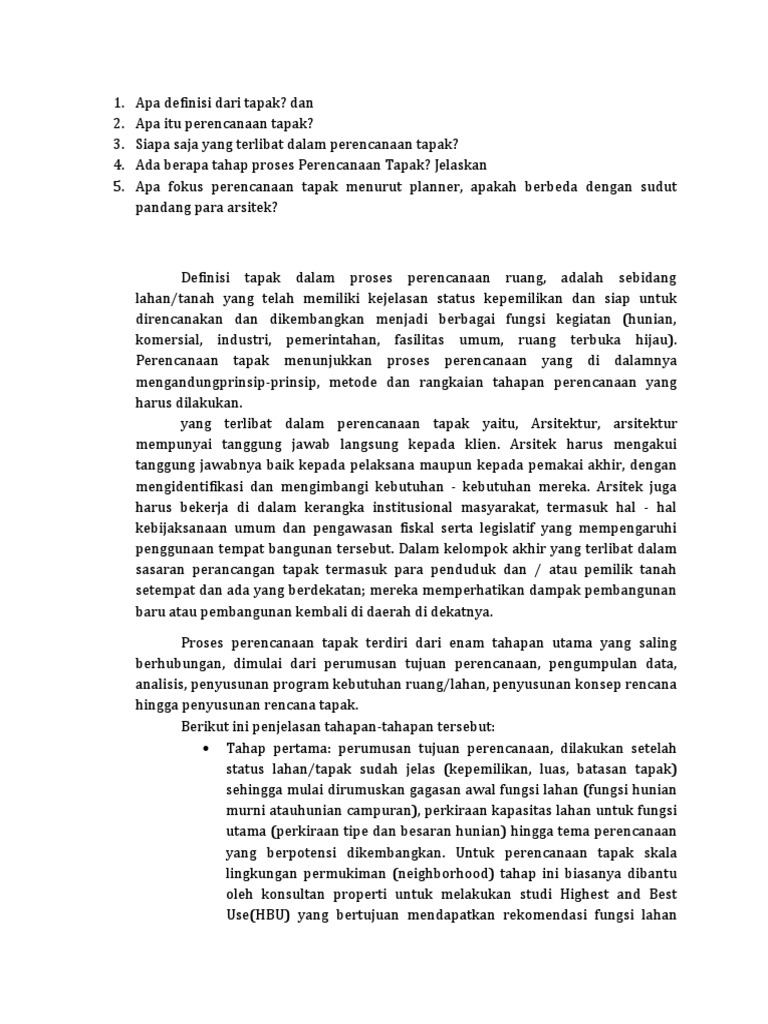 Apa Definisi Dari Tapak | PDF
