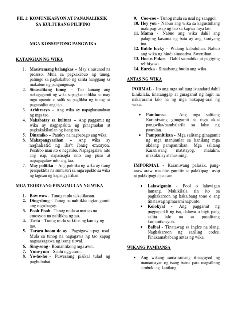 Fil 1 Reviewer | PDF