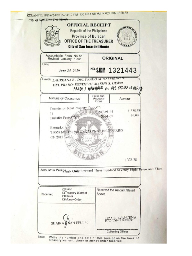 3 Transfer Tax Receipt | PDF