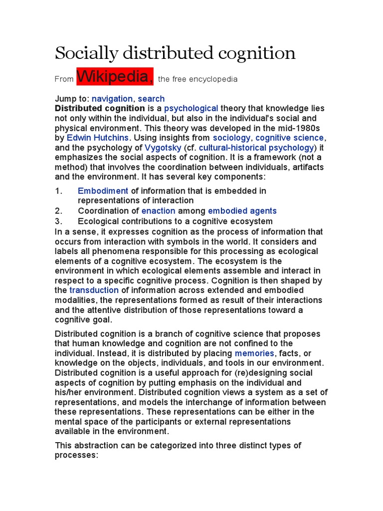 Understanding Distributed Cognition | PDF