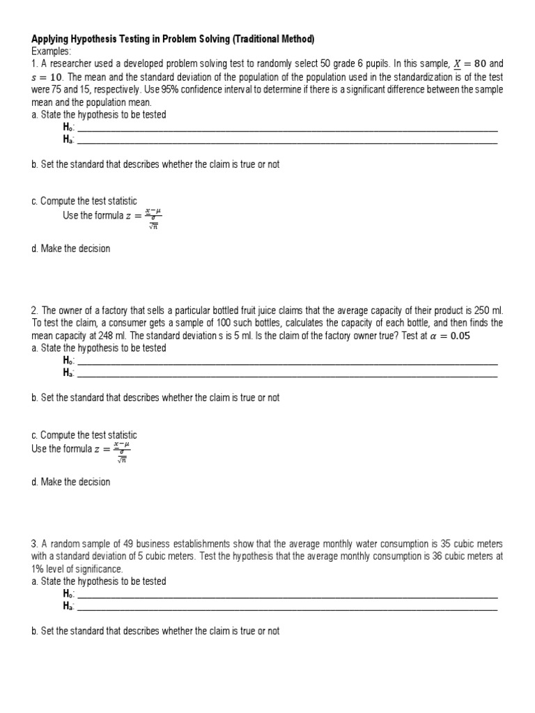 Applying Hypothesis Testing in Problem Solving PDF | PDF | Statistical ...