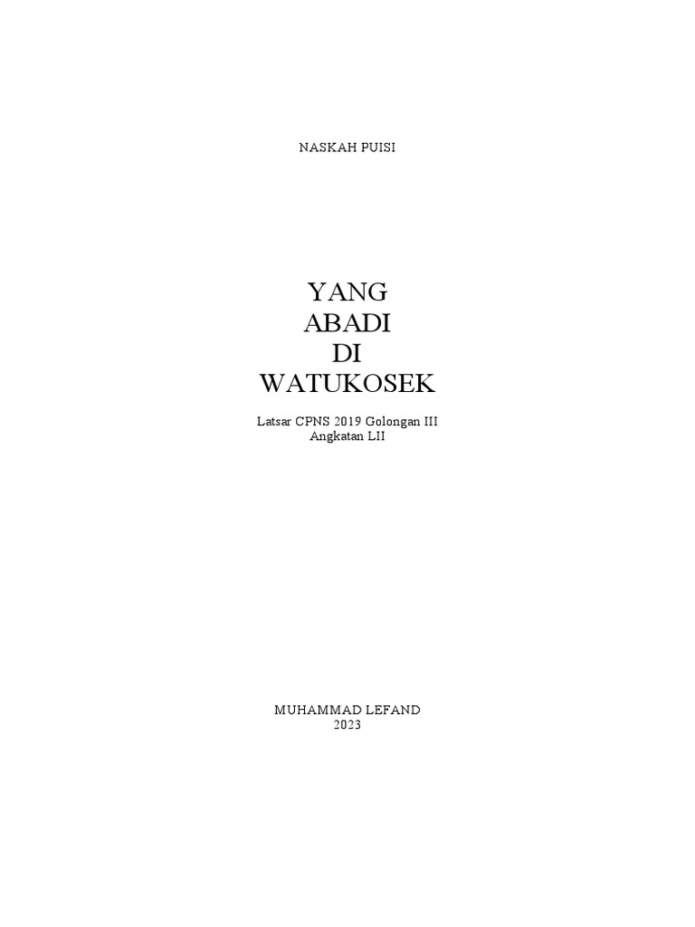 Kenangan Abadi di Watukosek | PDF