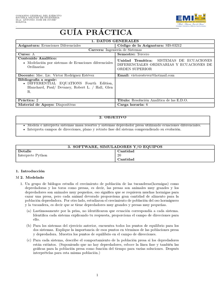 Practica EDO Sistemas01 PDF | PDF